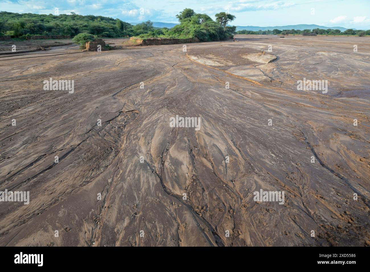 ETHIOPIA, region Oromia, Dubuluk, empty riverbed with sediments after ...