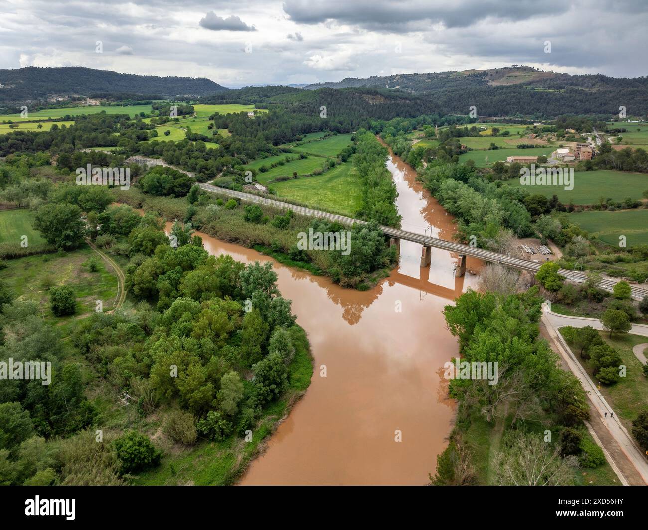 Aiguabarreig (confluence) of the Llobregat and Cardener rivers, with ...