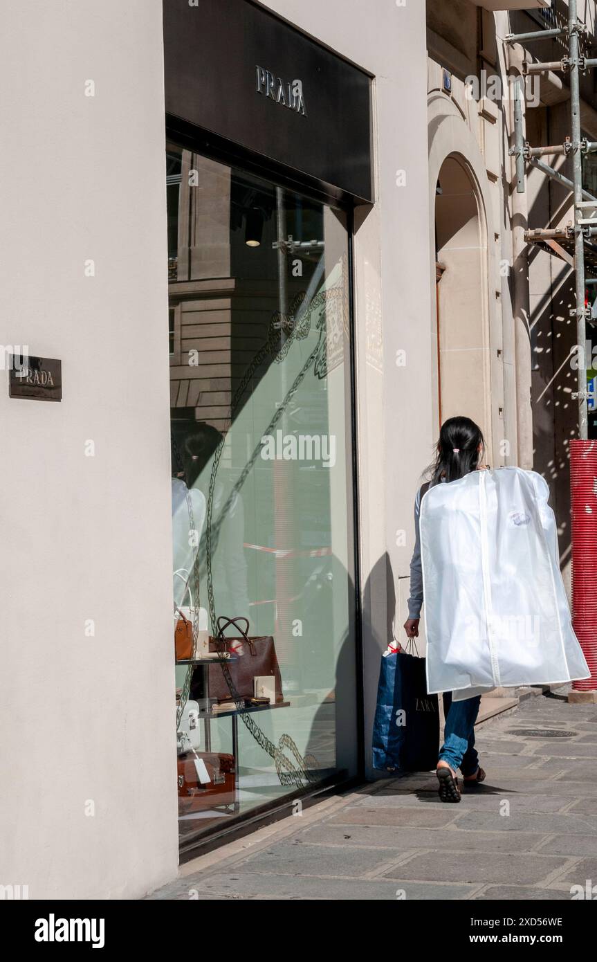 Paris, France, Luxury Clothes Shopping, Street Scene, Outside Prada ...