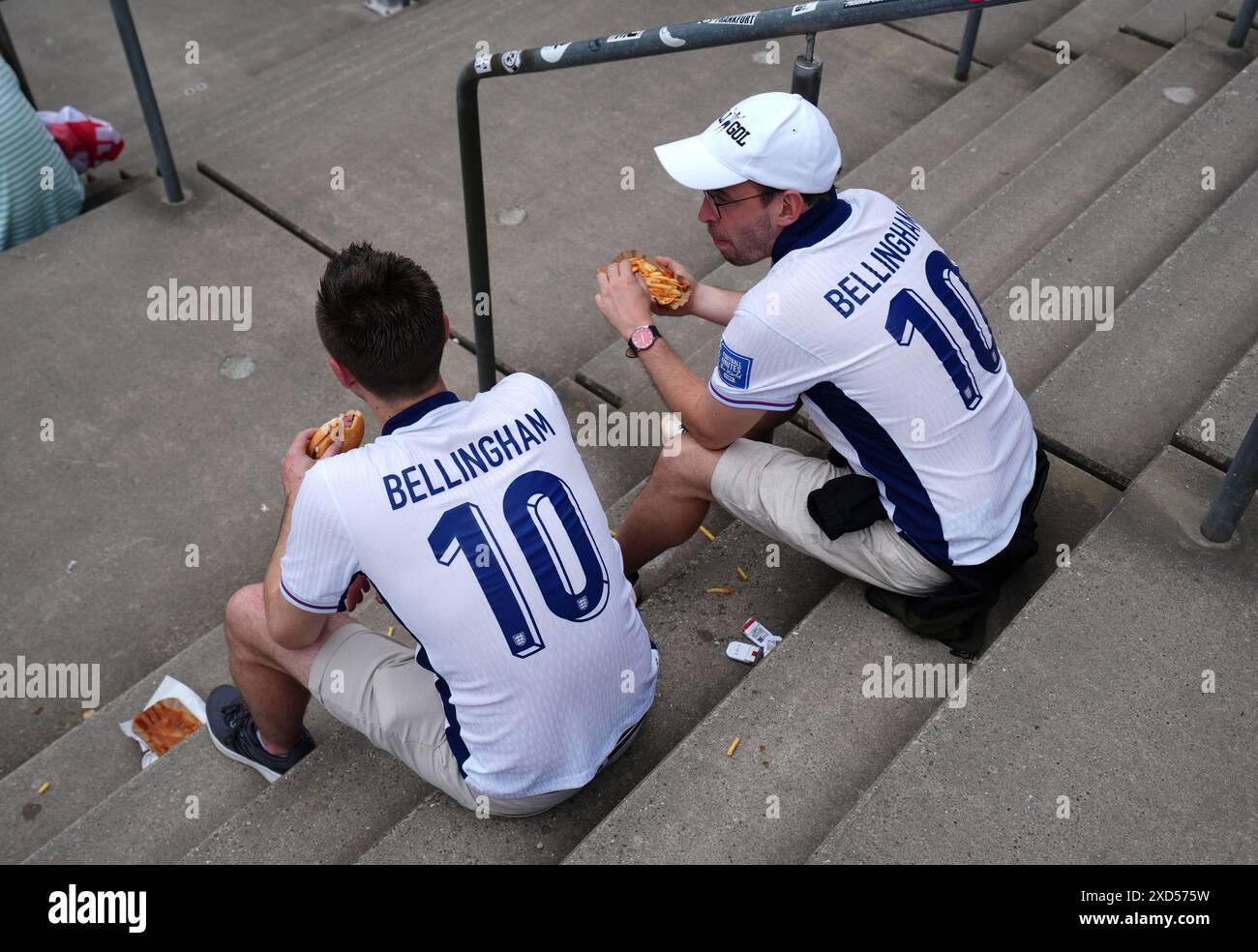 England fans wearing Jude Bellingham shirts outside the stadium before ...