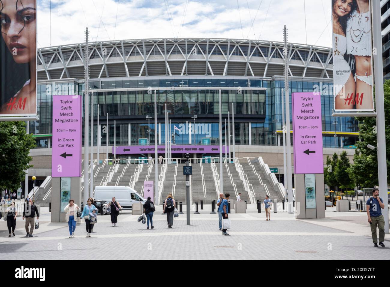 London, UK. 20 June 2024. Signs outside Wembley Stadium to the ...