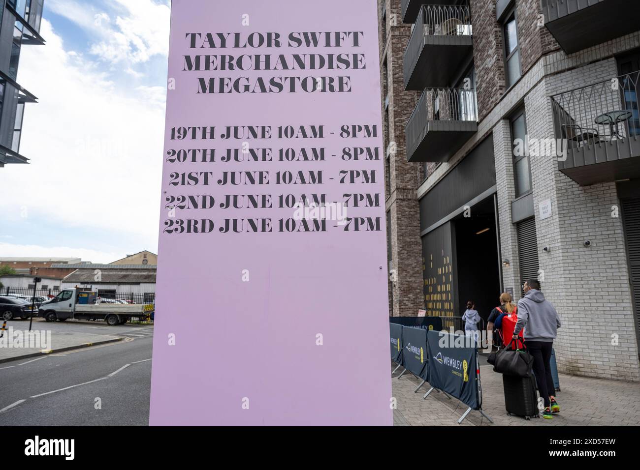 London, UK. 20 June 2024. Outside Wembley Stadium at the merchandise ...