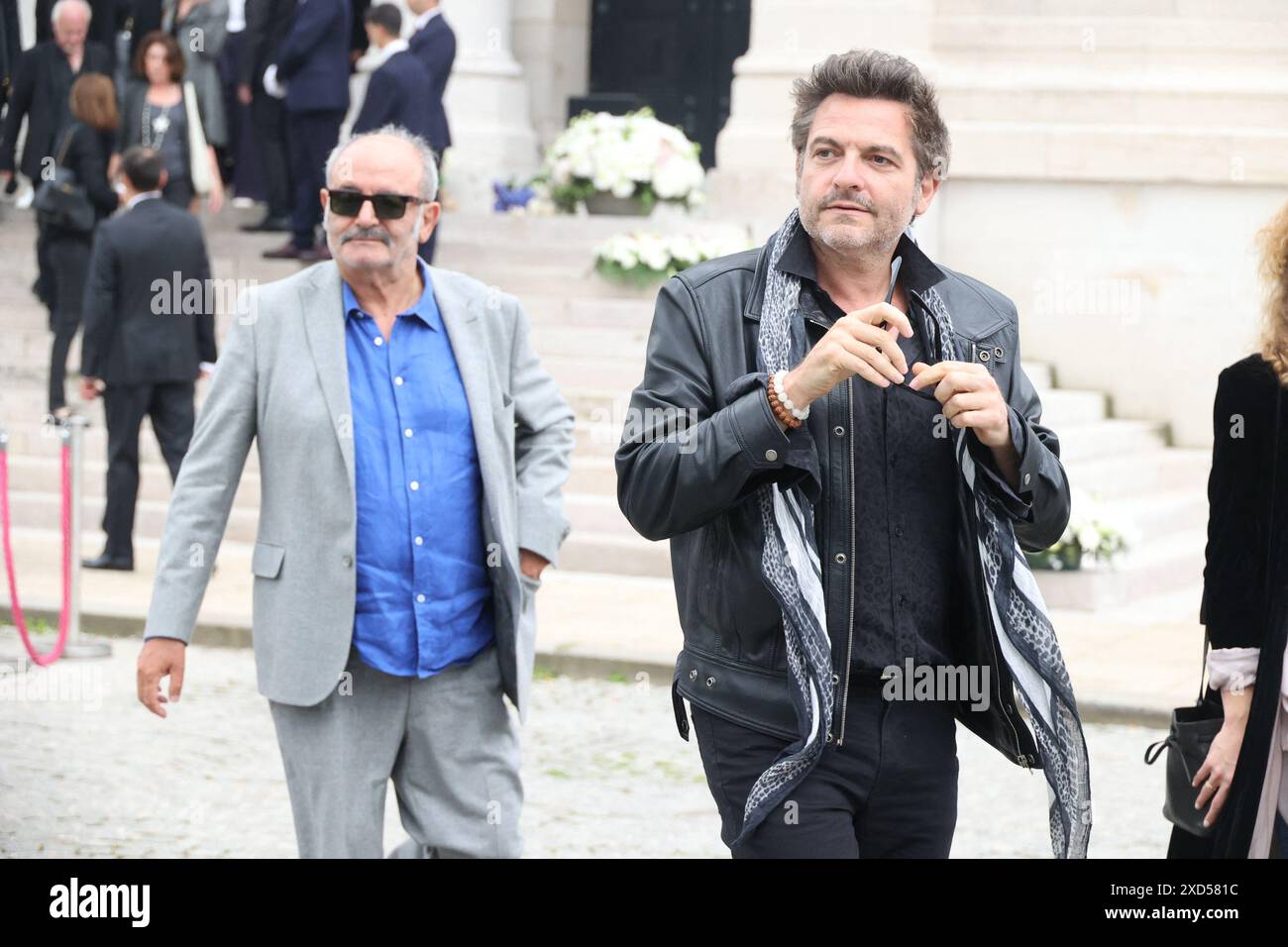 Matthieu Chedid and Louis Chedid leaving the funeral ceremony for ...