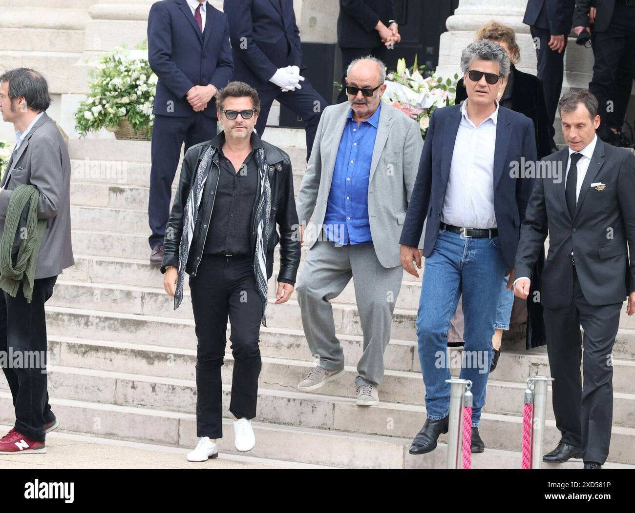 Matthieu Chedid and Louis Chedid leaving the funeral ceremony for ...
