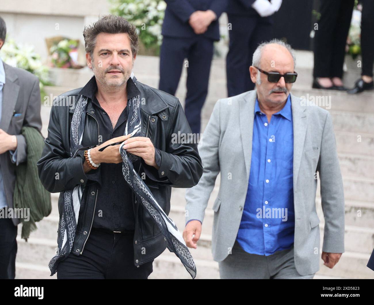 Matthieu Chedid and Louis Chedid leaving the funeral ceremony for ...