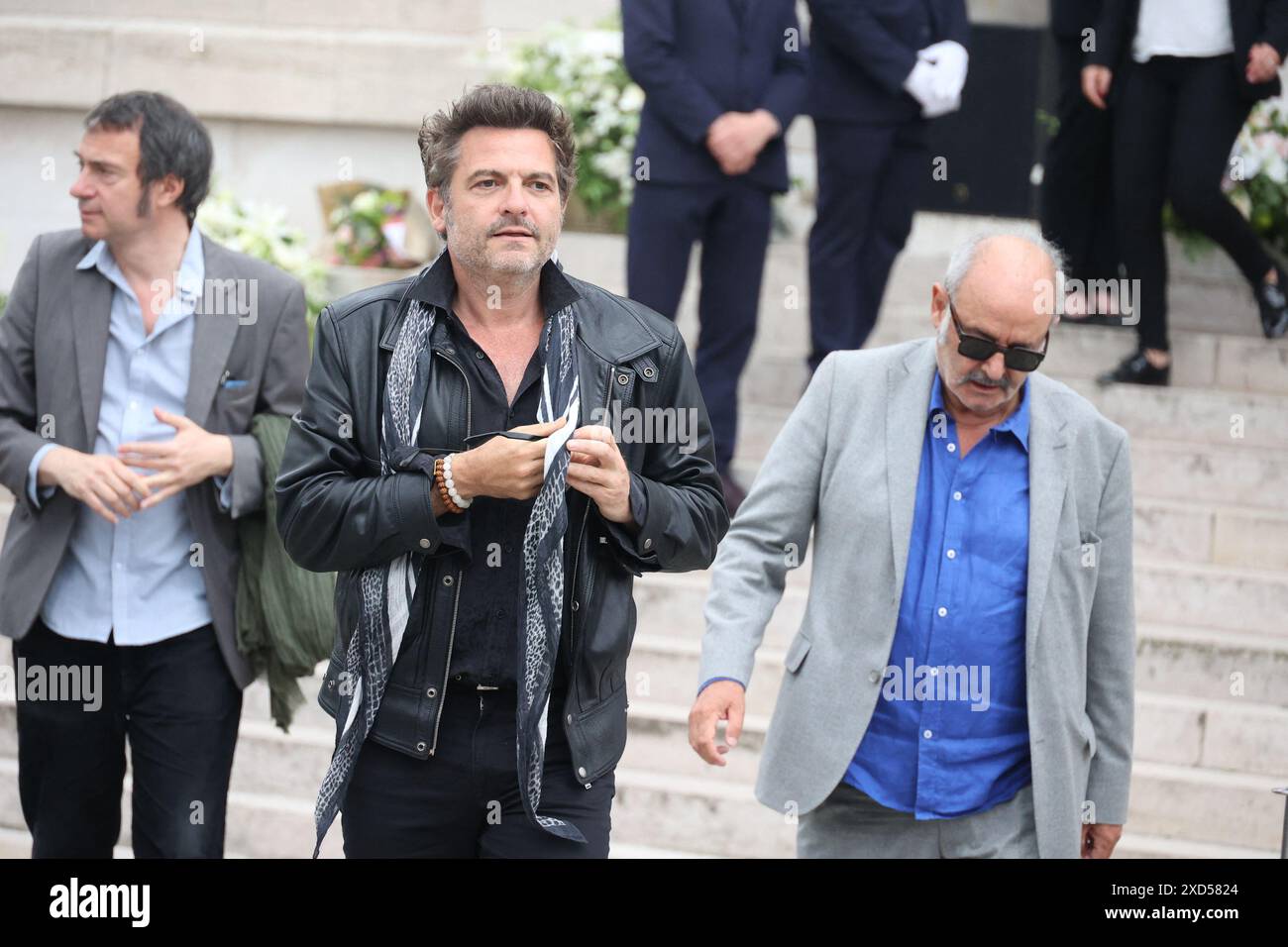 Matthieu Chedid and Louis Chedid leaving the funeral ceremony for ...