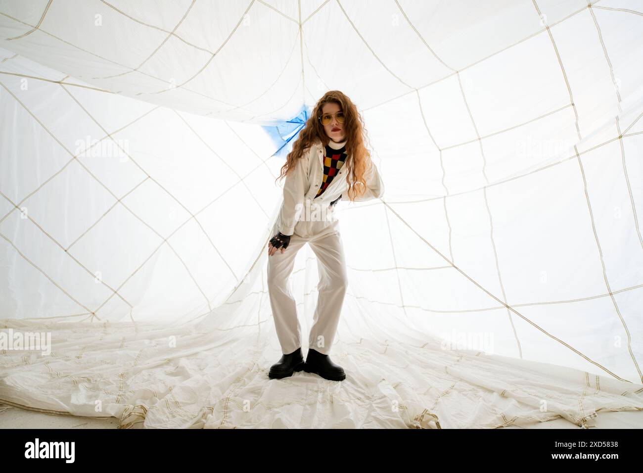Young Woman Standing Inside White Canopy During Daytime Stock Photo - Alamy
