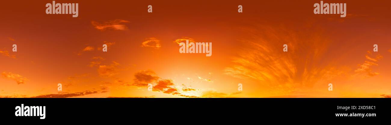 Golden glowing red orange overcast sunset sky 360 hdr panorama ...