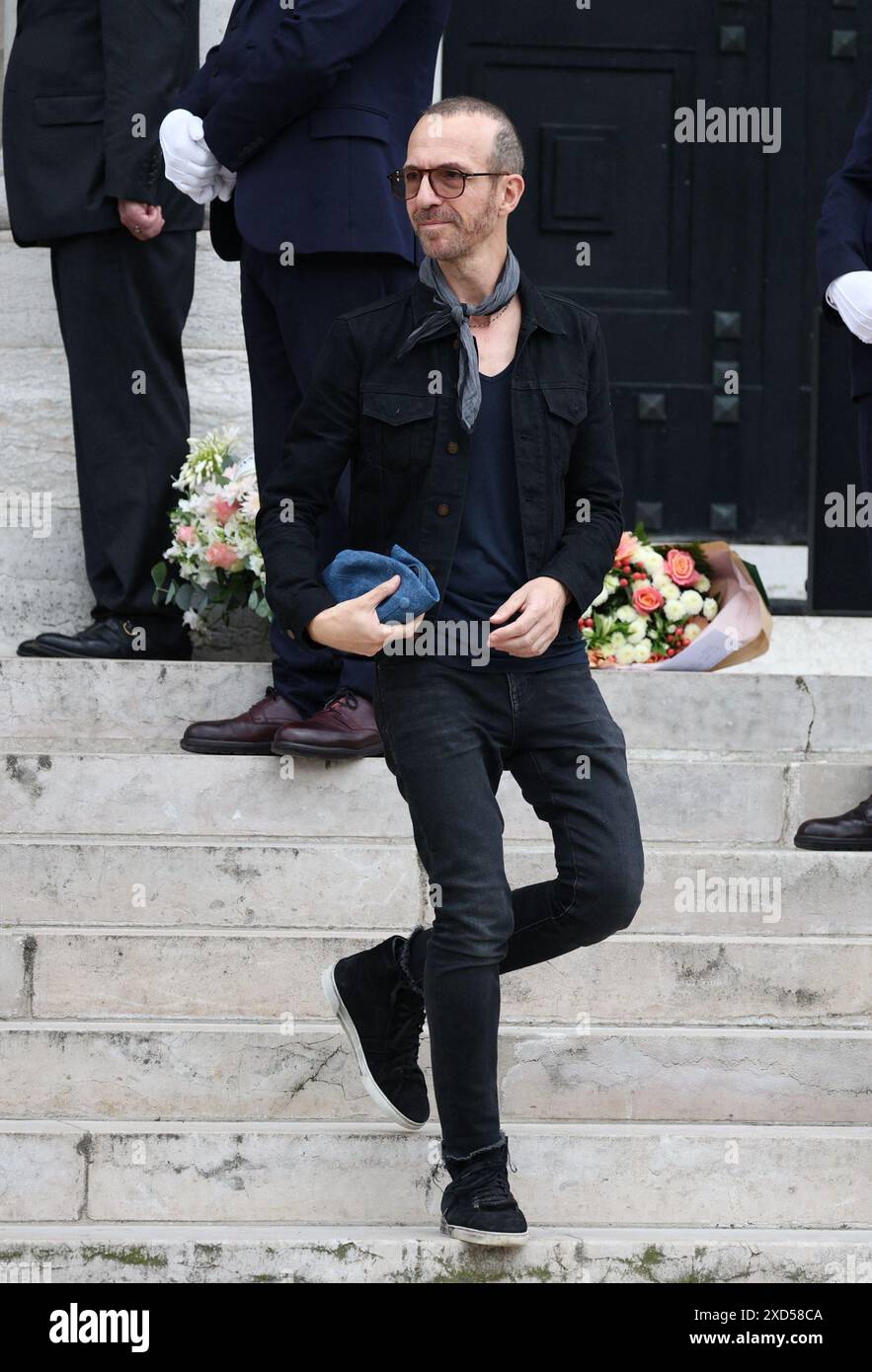 Paris, France. 20th June, 2024. Calogero leaving the funeral ceremony ...