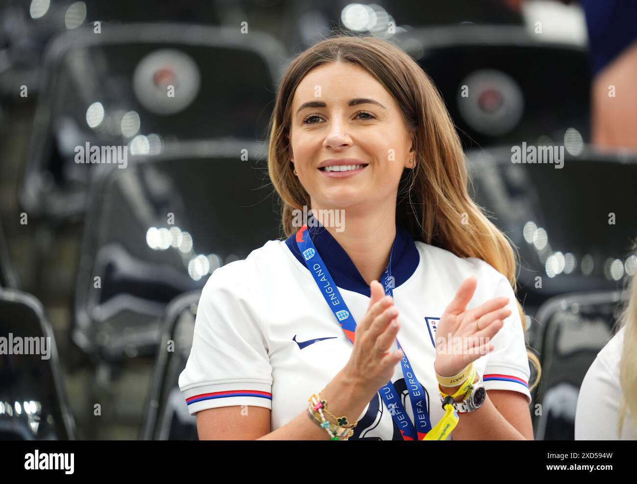 Dani Dyer, partner of England's Jarrod Bowen, in the stands before the ...