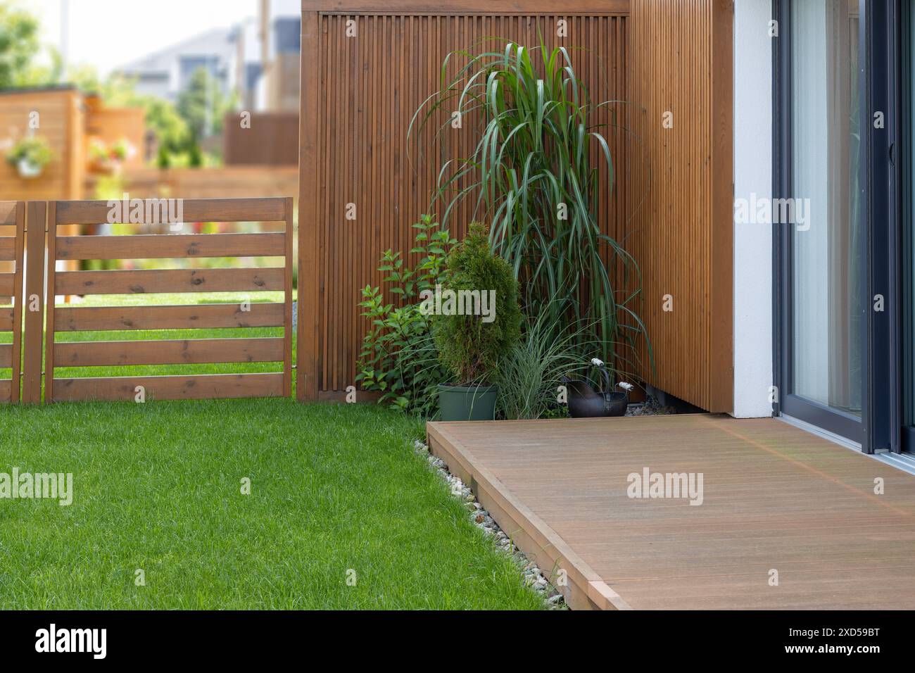 Seating area garden decking hi-res stock photography and images - Alamy