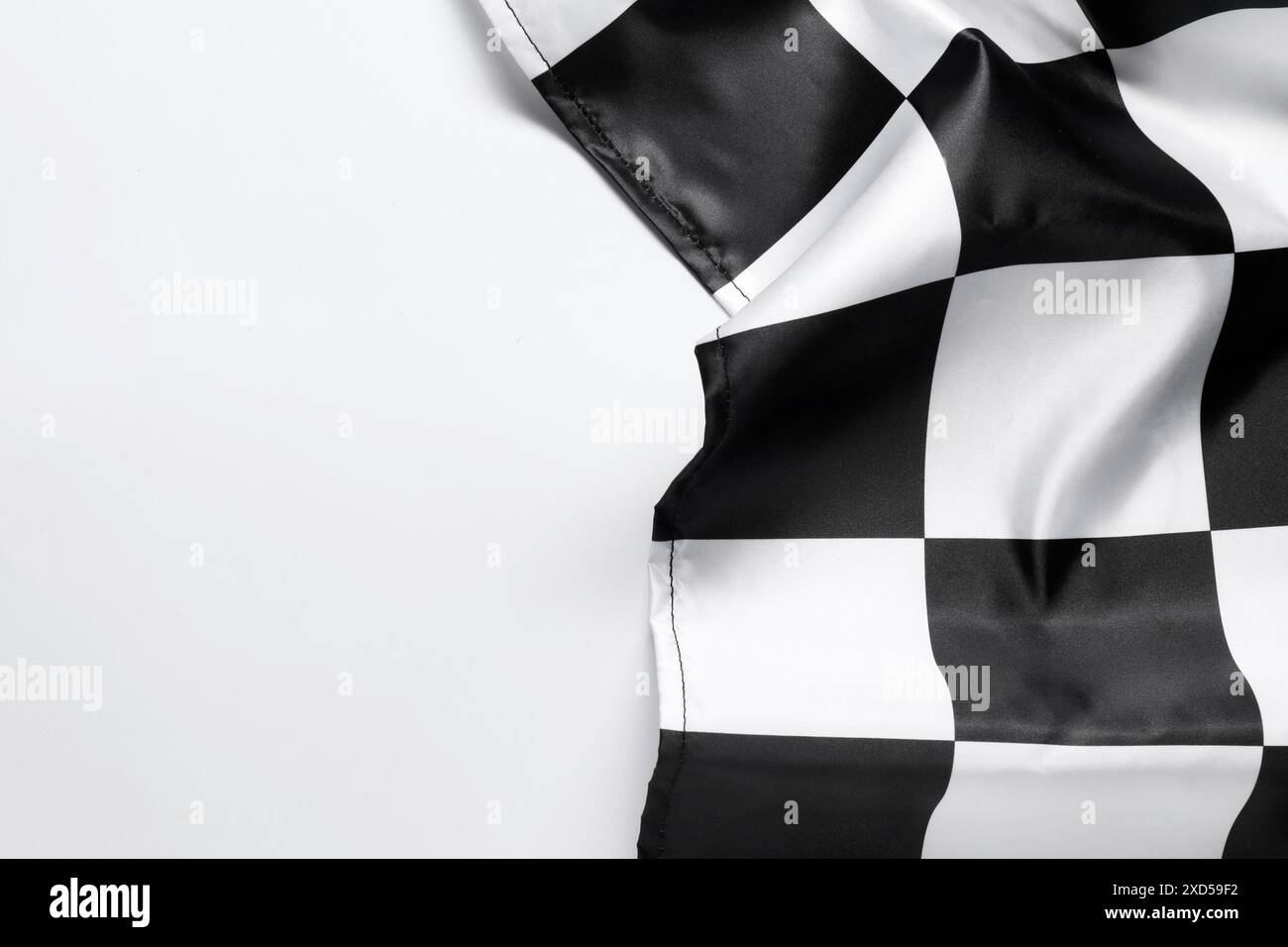 One checkered flag on white background, top view. Space for text Stock ...