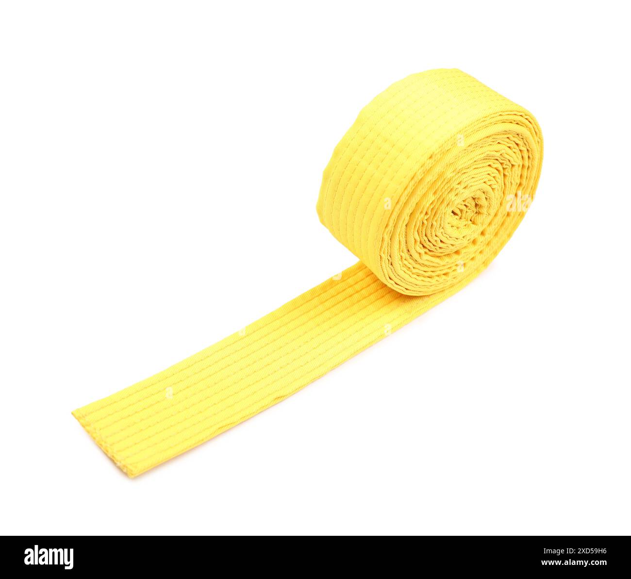 Yellow karate belt isolated on white. Martial arts uniform Stock Photo ...