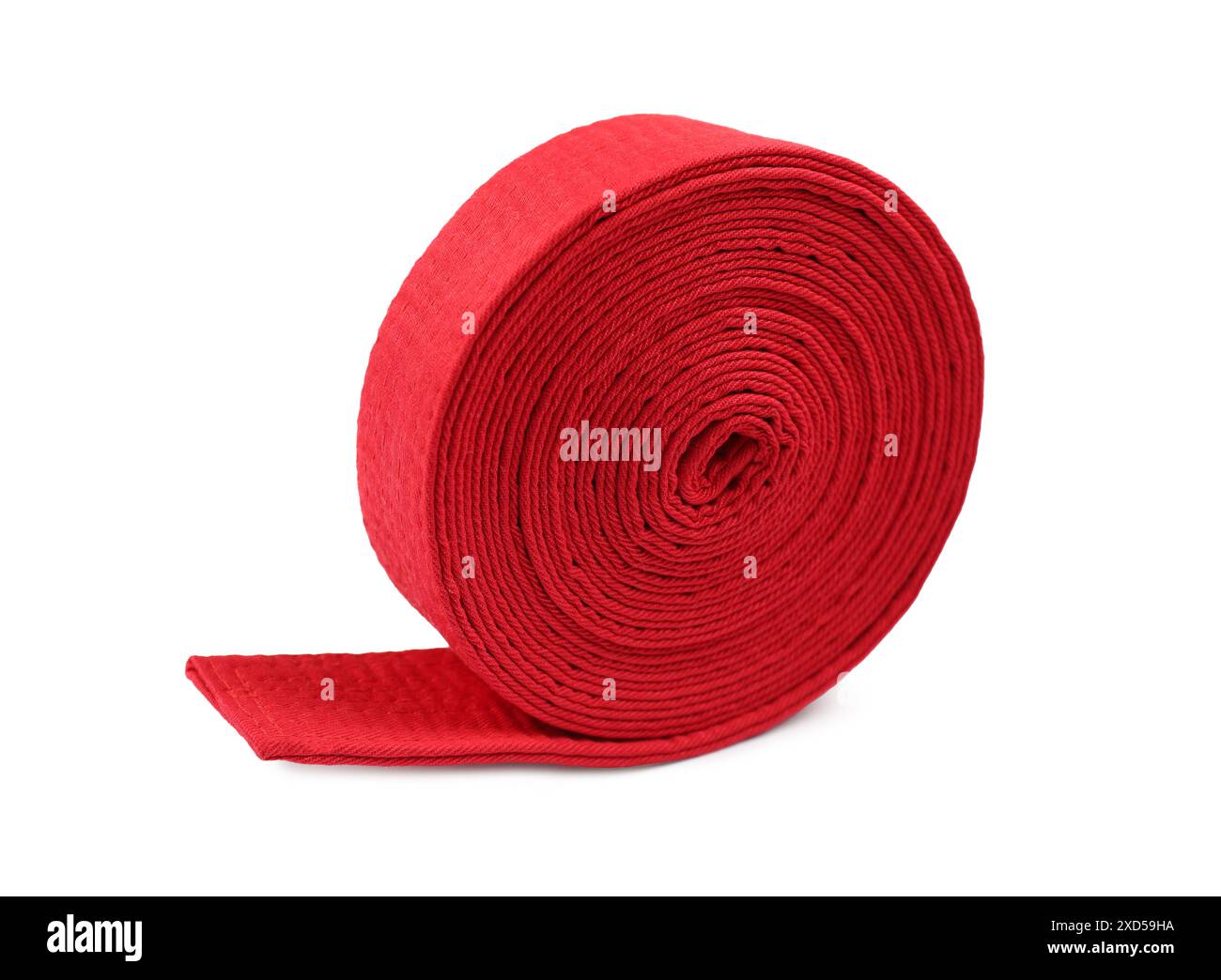 Red karate belt isolated on white. Martial arts uniform Stock Photo - Alamy