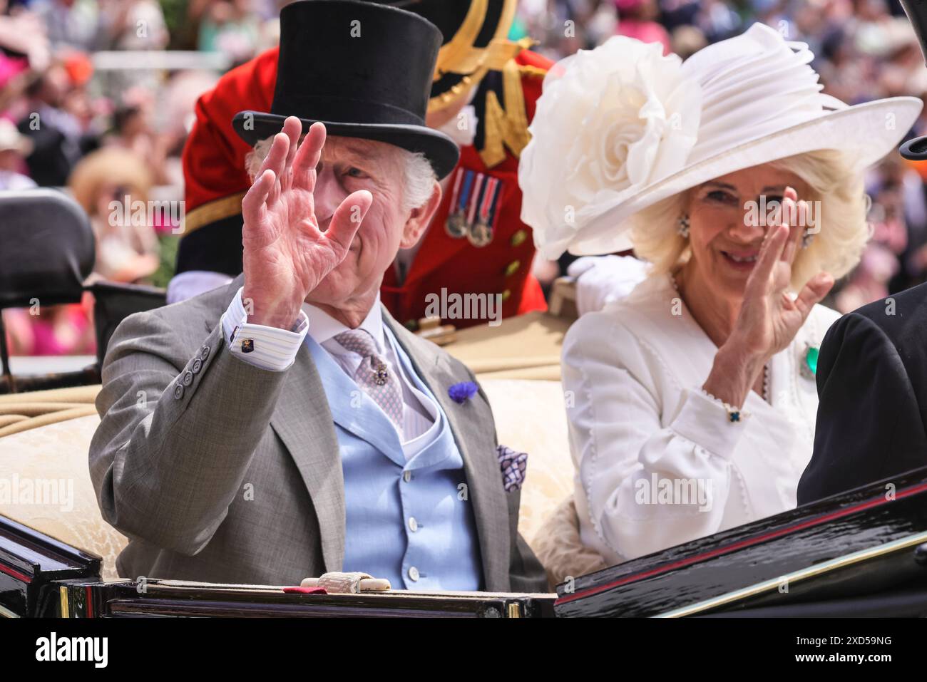 Ascot, Berkshire, UK. 20th June, 2024. King Charles III and Queen ...