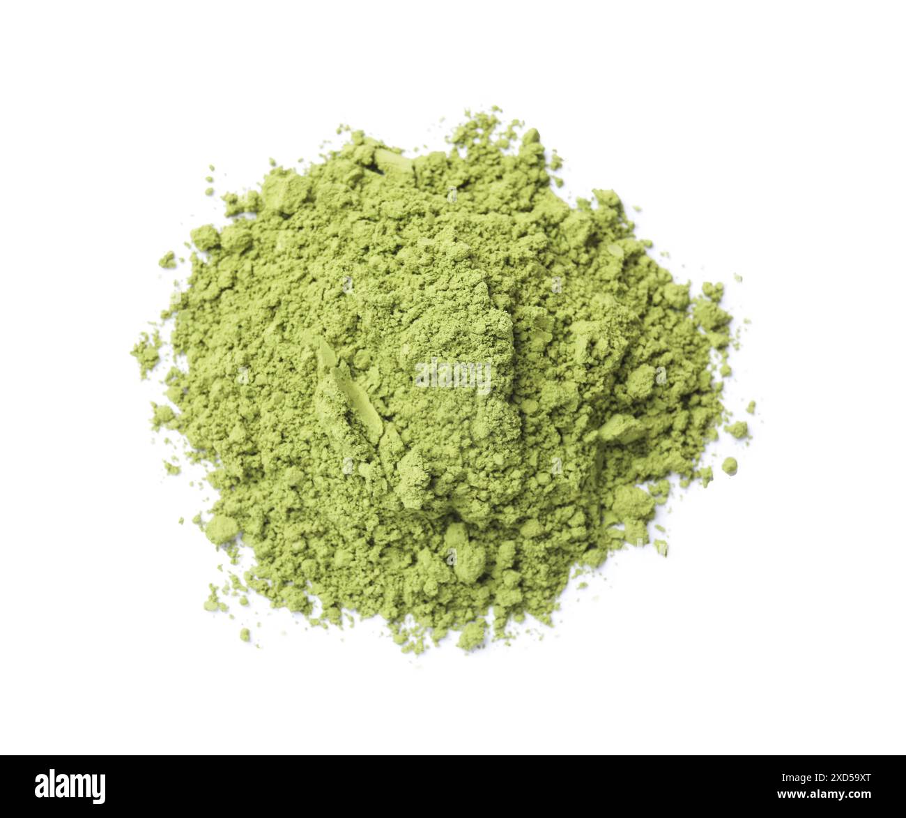 Pile of green matcha powder isolated on white, top view Stock Photo - Alamy