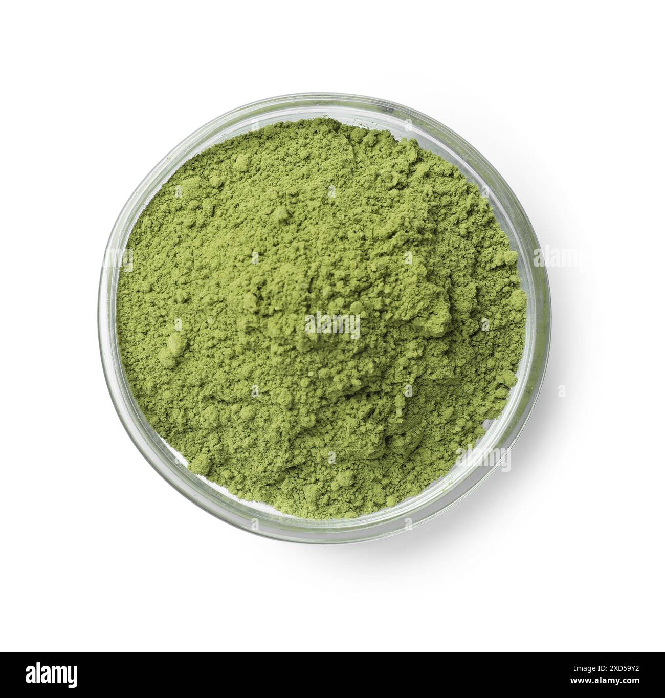 Green matcha powder in bowl isolated on white, top view Stock Photo - Alamy