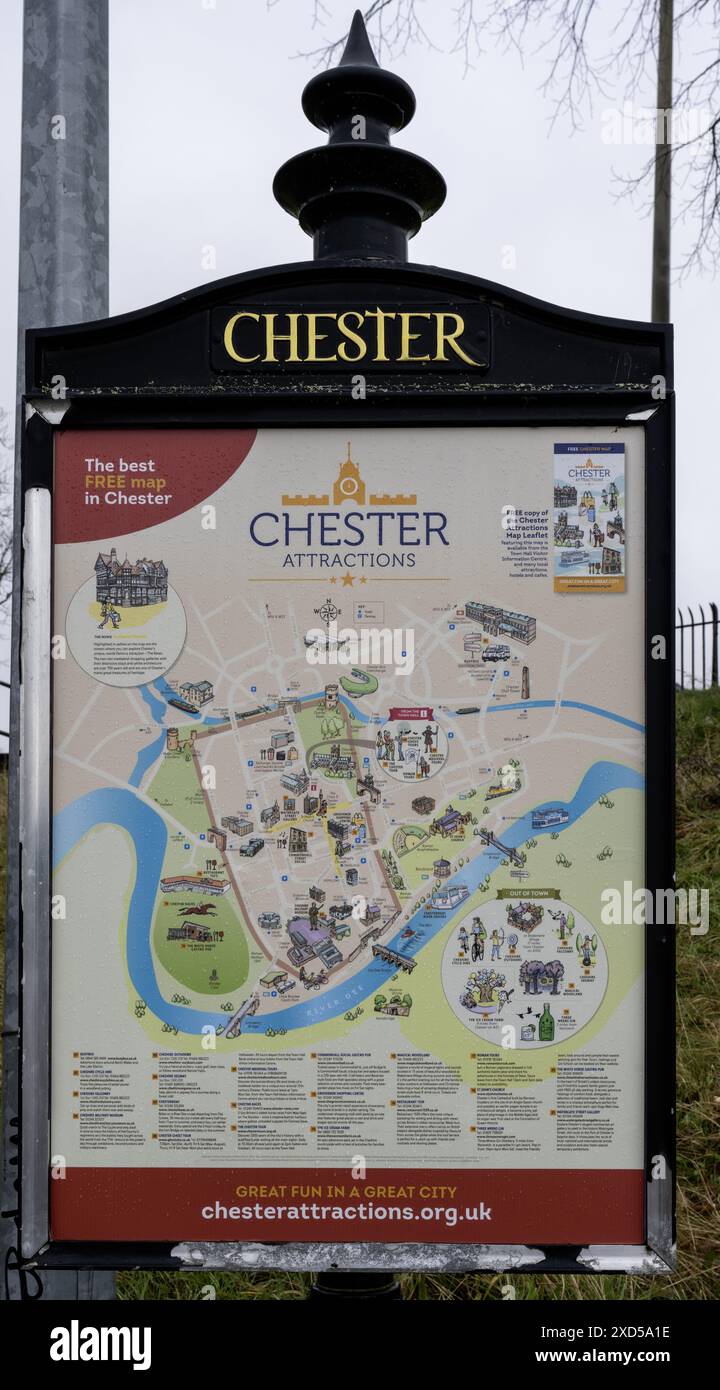 Welcome to Chester and city guide sign, Chester, Cheshire, England, UK ...