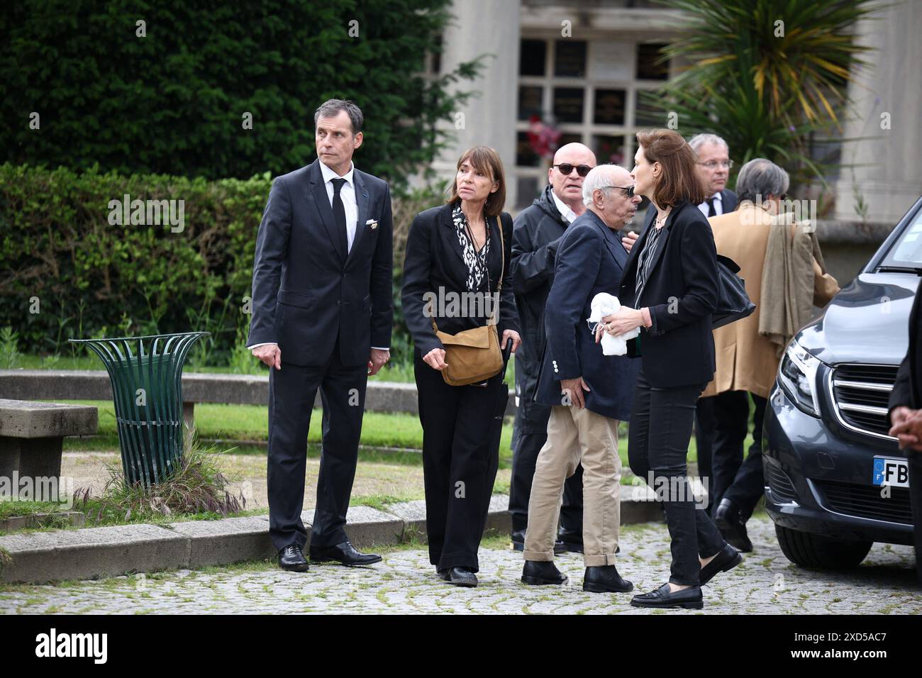 Sylvie Duval leaving the funeral ceremony for French singer Francoise ...