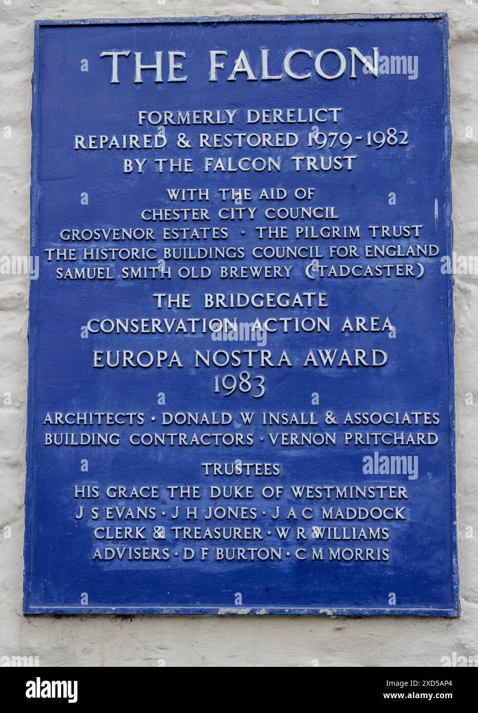 Blue plaque at The Falcon public house, Lower Bridge Street, Chester ...