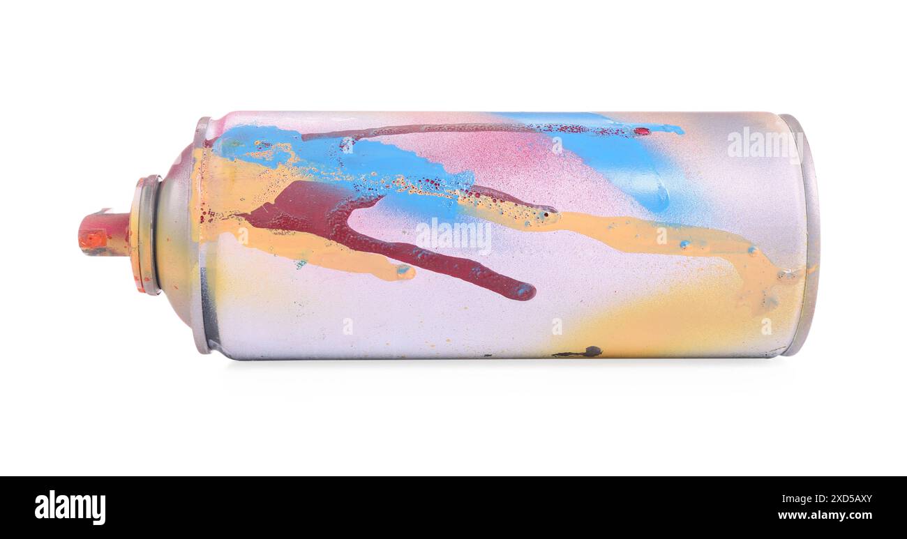 Can of bright spray paint isolated on white Stock Photo - Alamy