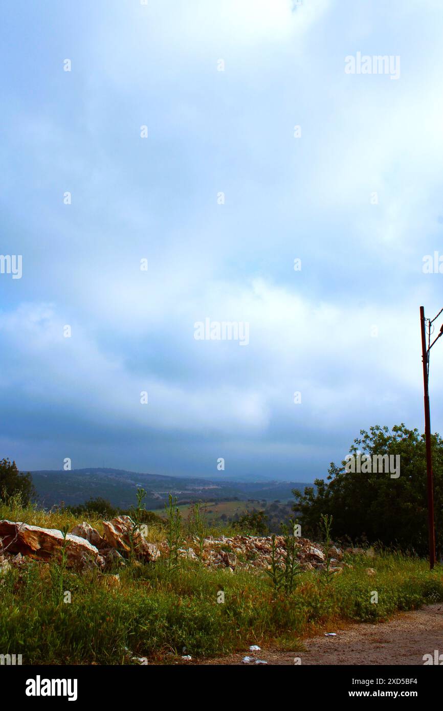 The beauty of the sky in a quite countryside in the north of Jordan ...
