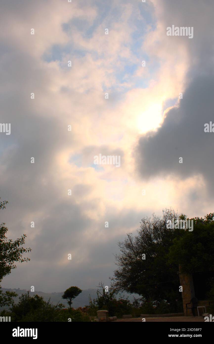 The beauty of the sky in a quite countryside in the north of Jordan ...