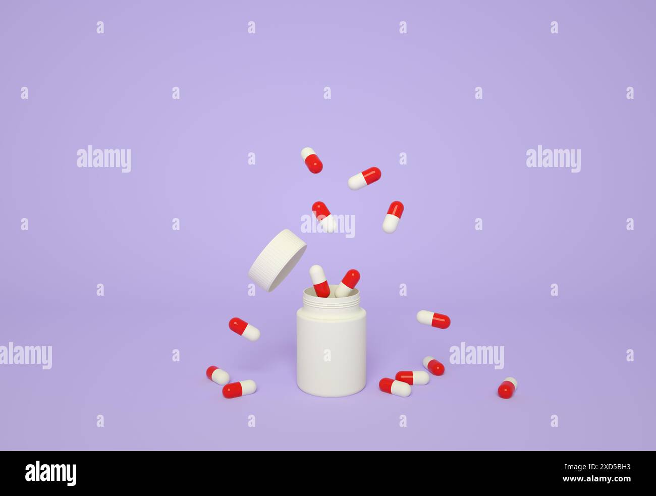 Falling medicines on blue background. Antibiotics. First aid medicine ...