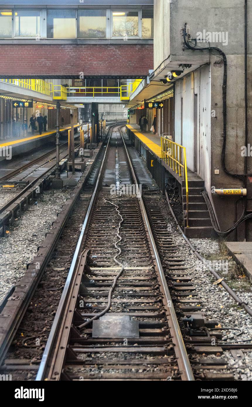 Railroad tracks of Toronto subway system, passenger point of view ...