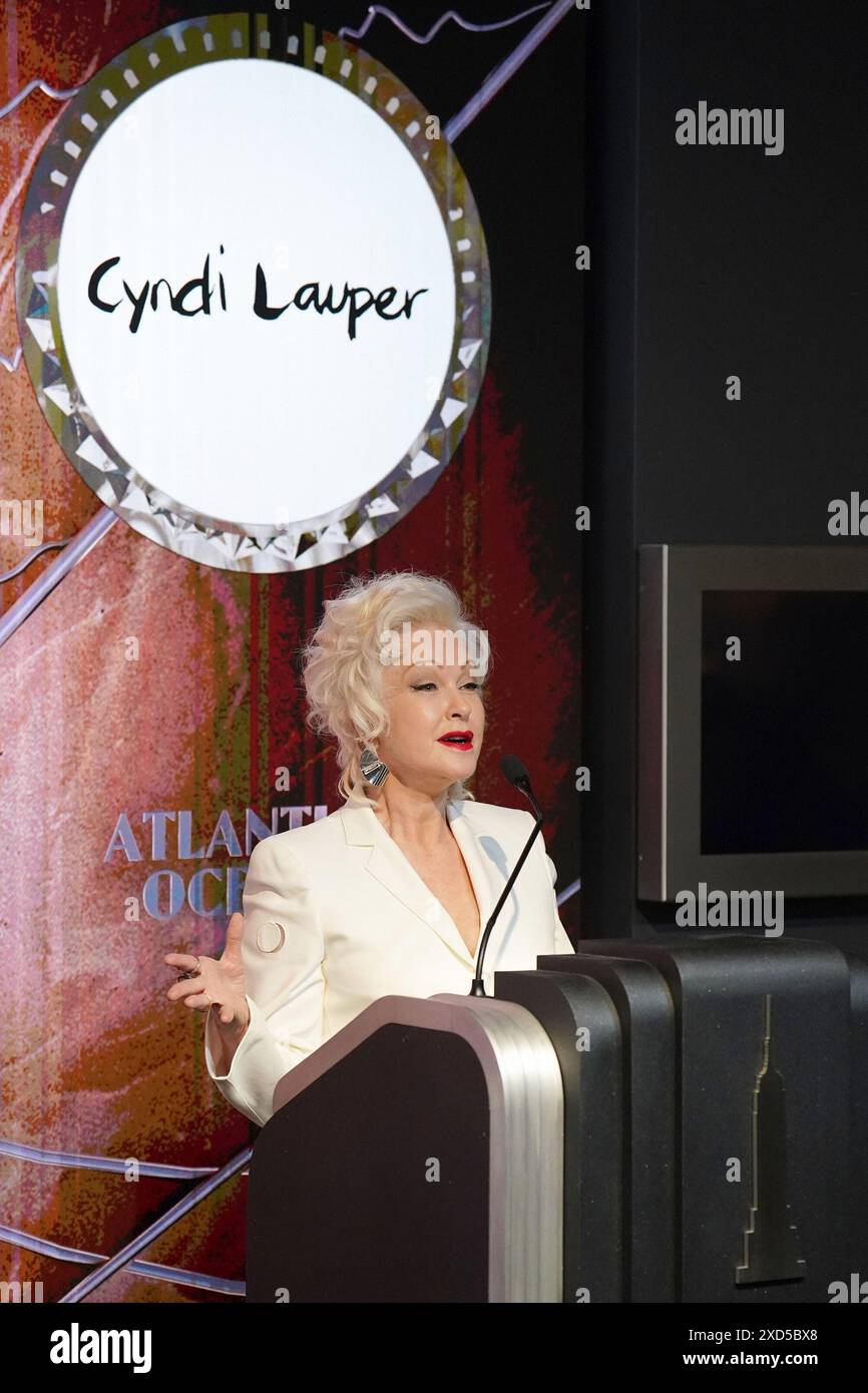 Cyndi Lauper at a public appearance for Cyndi Lauper Lights the Empire State Building in ...