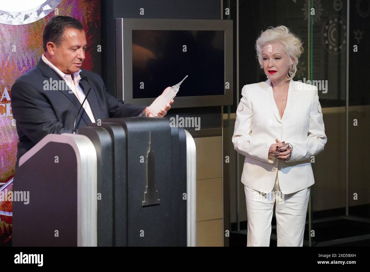 Cyndi Lauper at a public appearance for Cyndi Lauper Lights the Empire ...