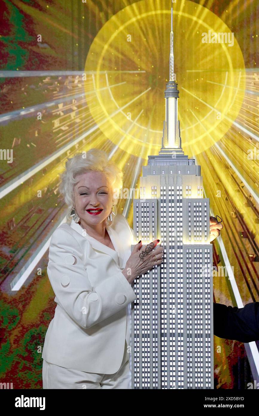 Cyndi Lauper at a public appearance for Cyndi Lauper Lights the Empire ...