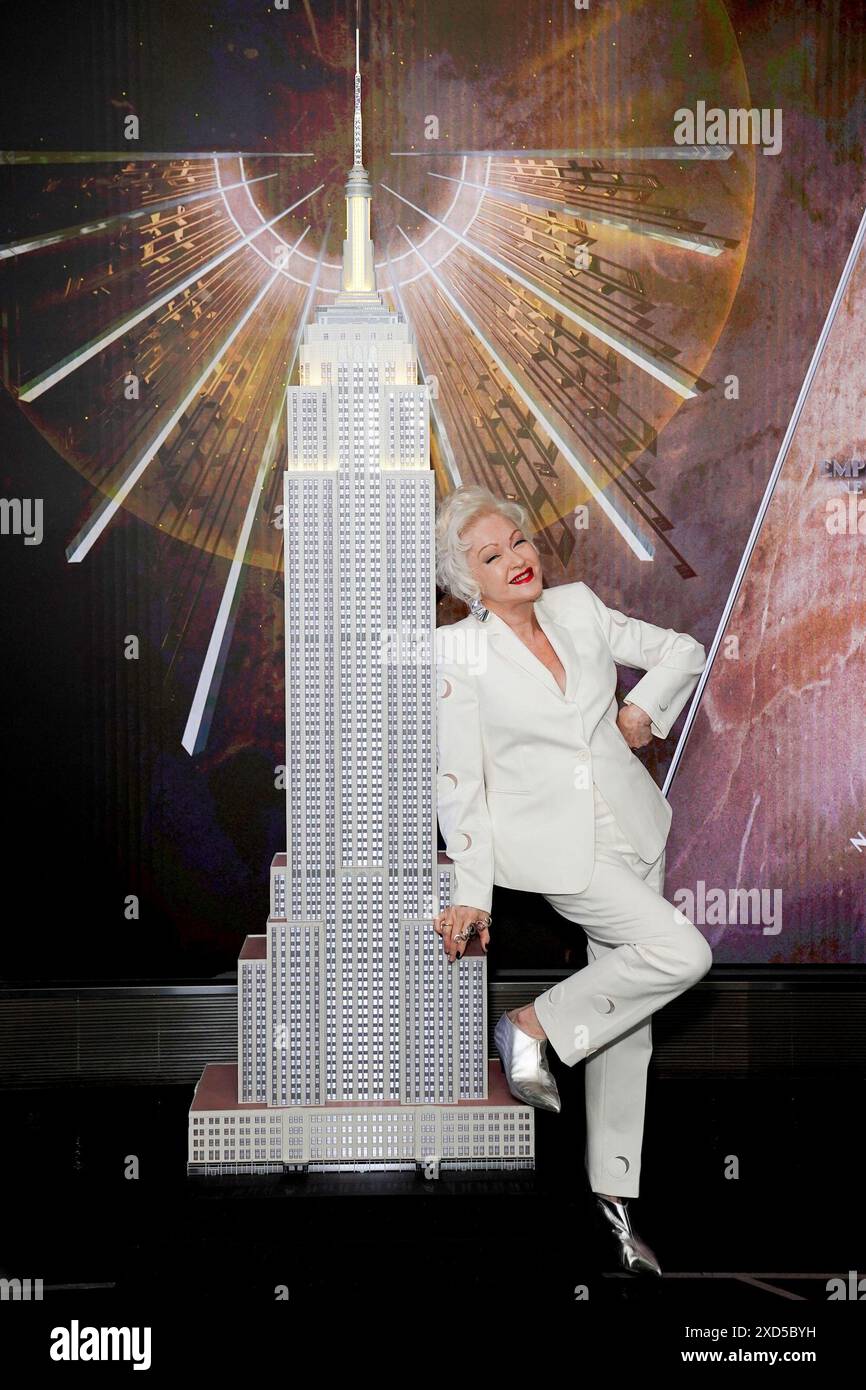 Cyndi Lauper at a public appearance for Cyndi Lauper Lights the Empire ...