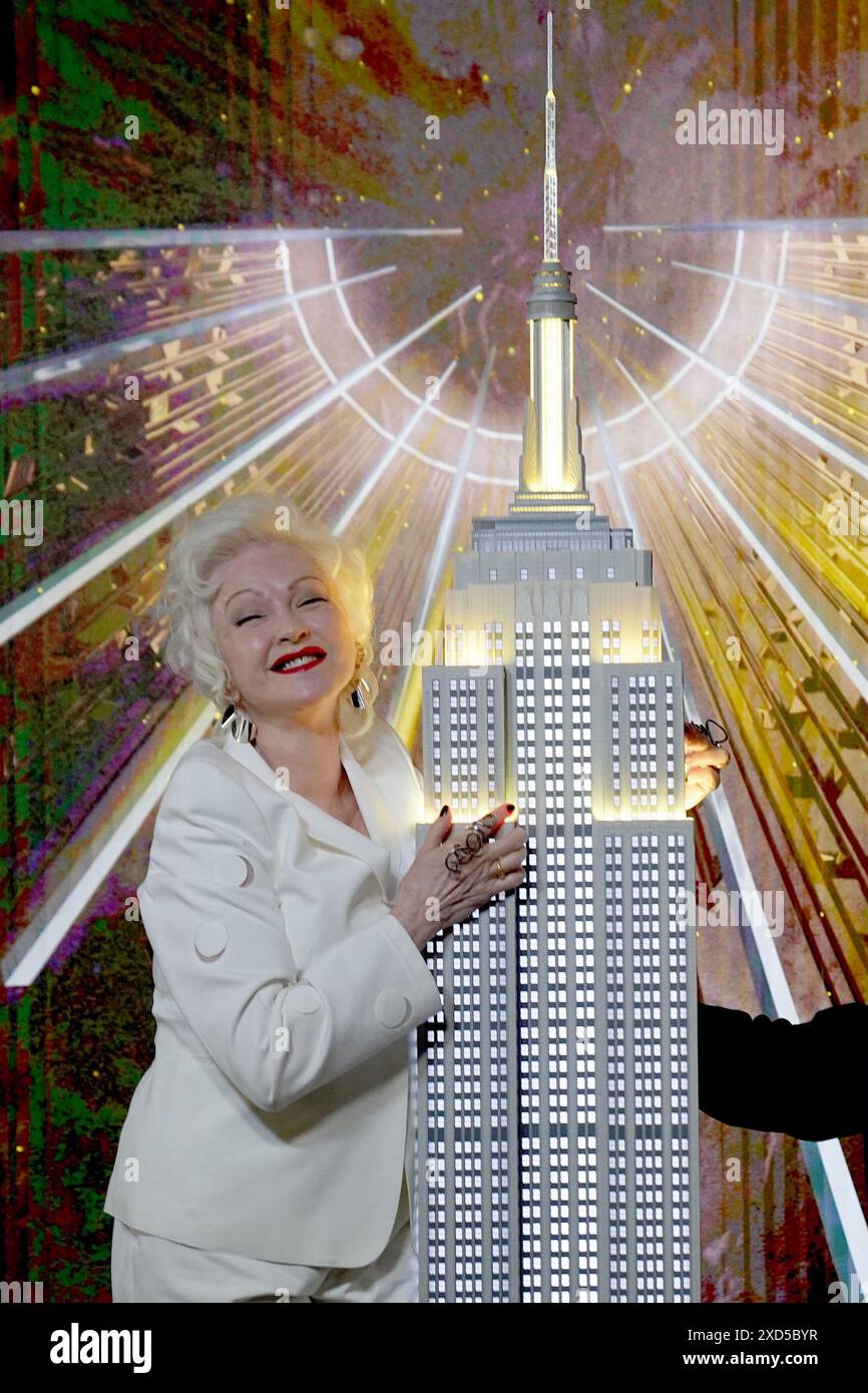 Cyndi Lauper at a public appearance for Cyndi Lauper Lights the Empire ...