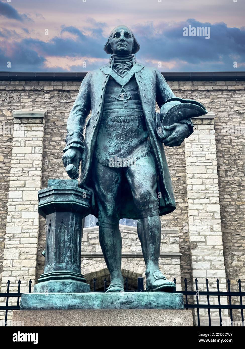 George Washington Statue with masonic symbols, Detroit, Michigan, USA ...
