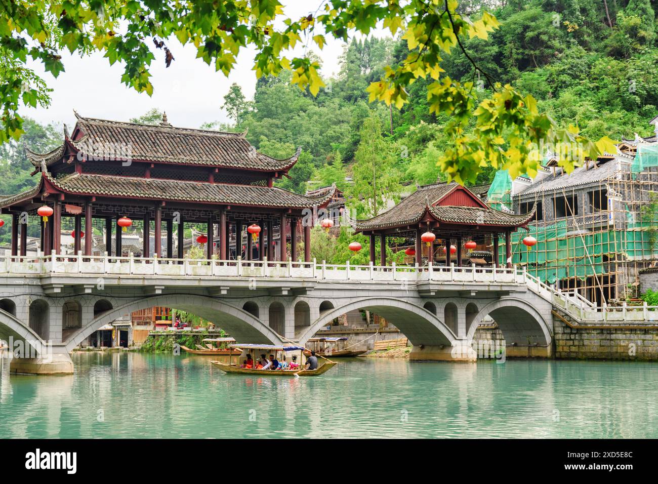 Scenic bridge over the Tuojiang River (Tuo Jiang River) in Phoenix ...