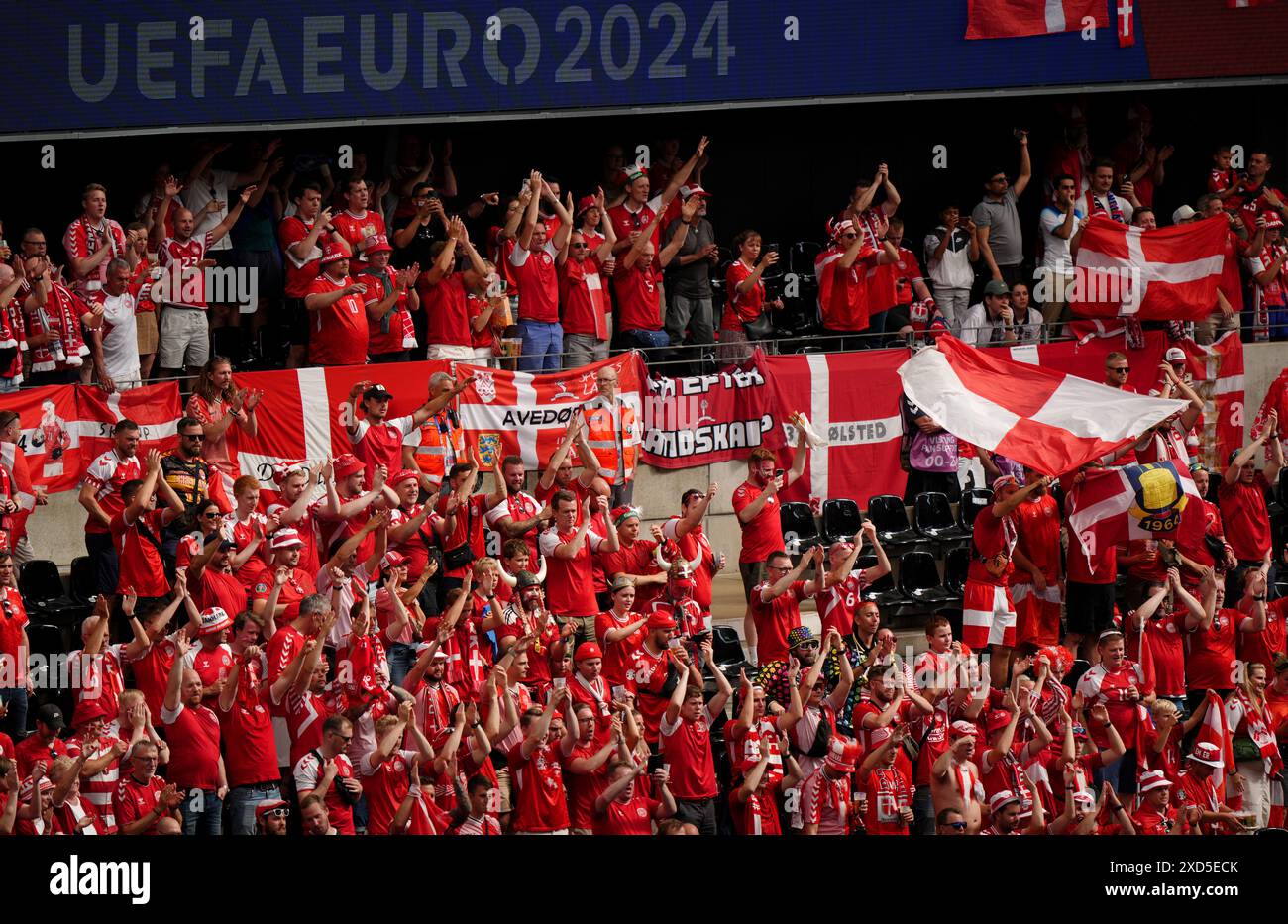 Denmark fans in the stands before the UEFA Euro 2024 match at the ...