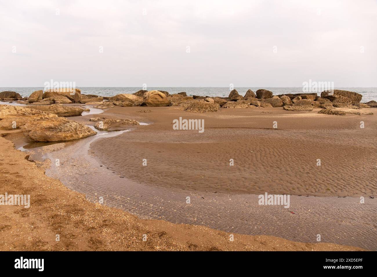Beautiful rocky shore of the Caspian Sea. Baku. Azerbaijan Stock Photo ...