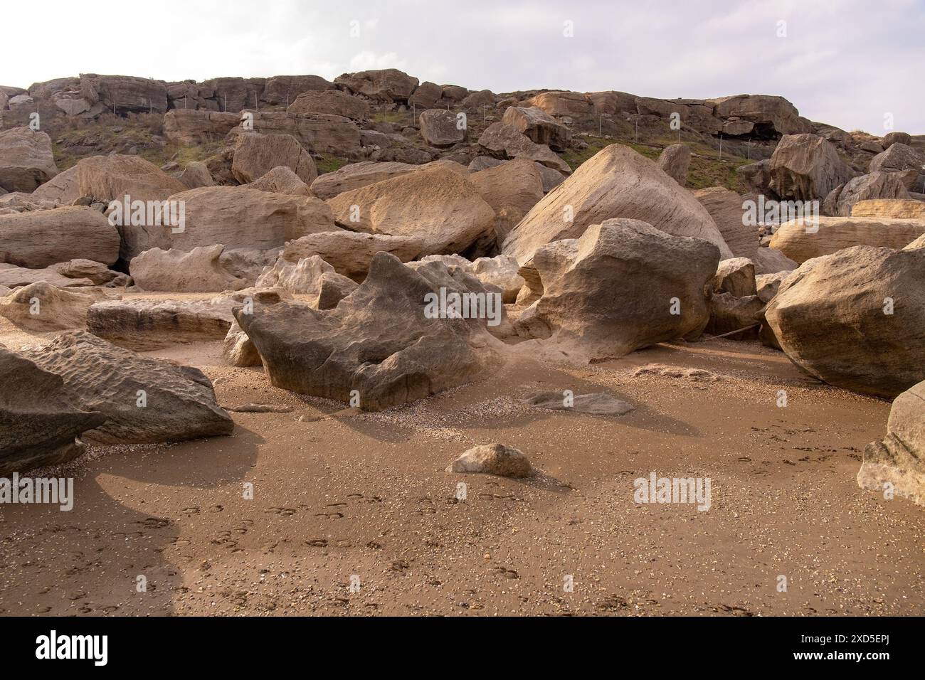 Beautiful rocky shore of the Caspian Sea. Baku. Azerbaijan Stock Photo ...