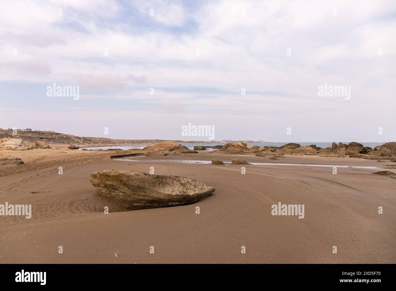 Beautiful rocky shore of the Caspian Sea. Baku. Azerbaijan Stock Photo ...