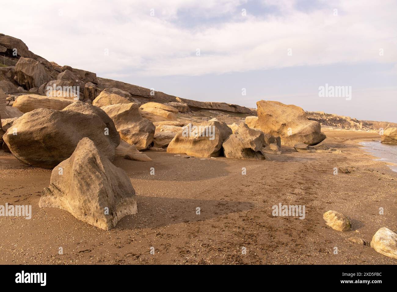 Beautiful rocky shore of the Caspian Sea. Baku. Azerbaijan Stock Photo ...