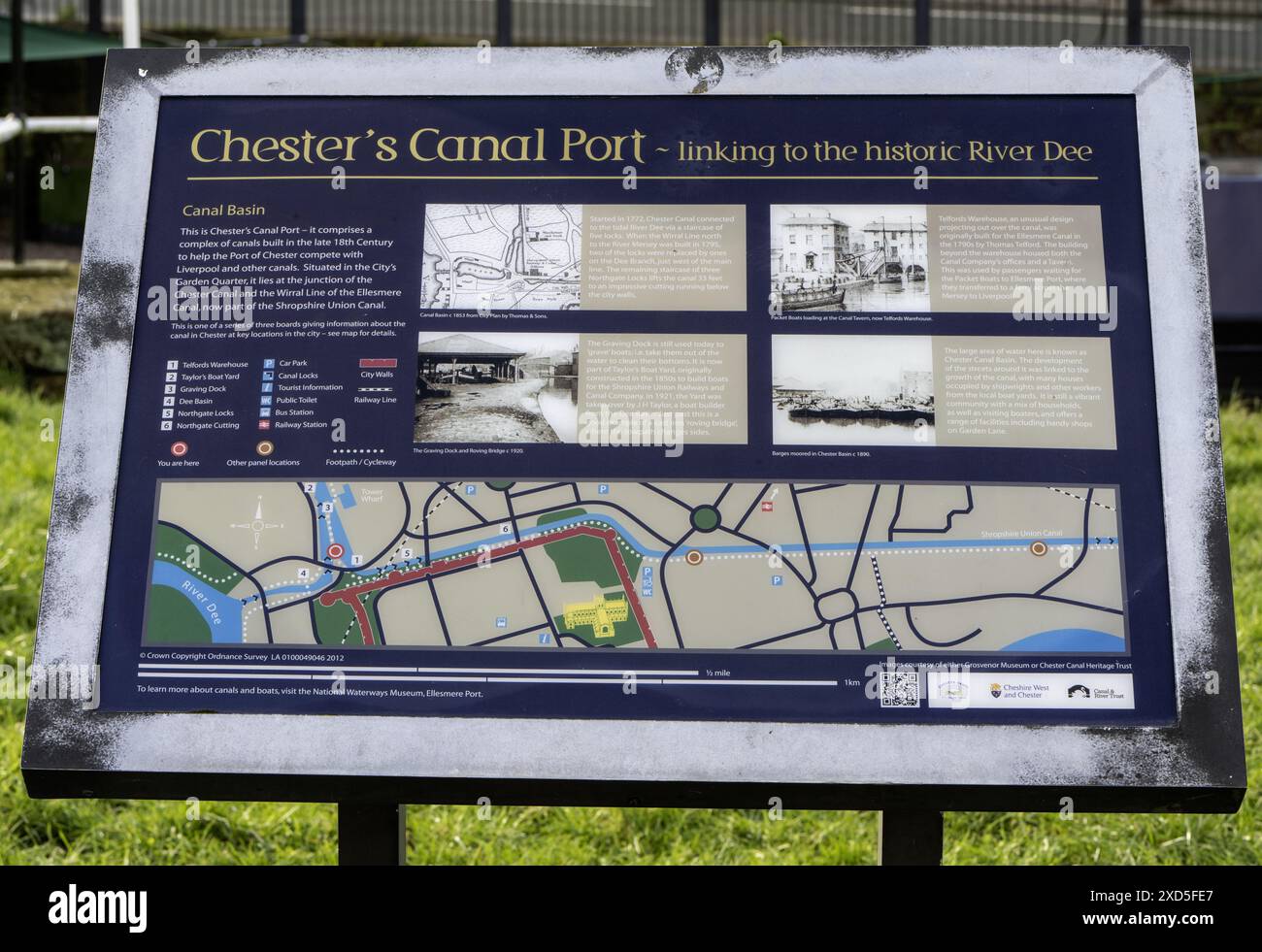 Information board at Chester's Canal Port, Chester, Cheshire, England ...
