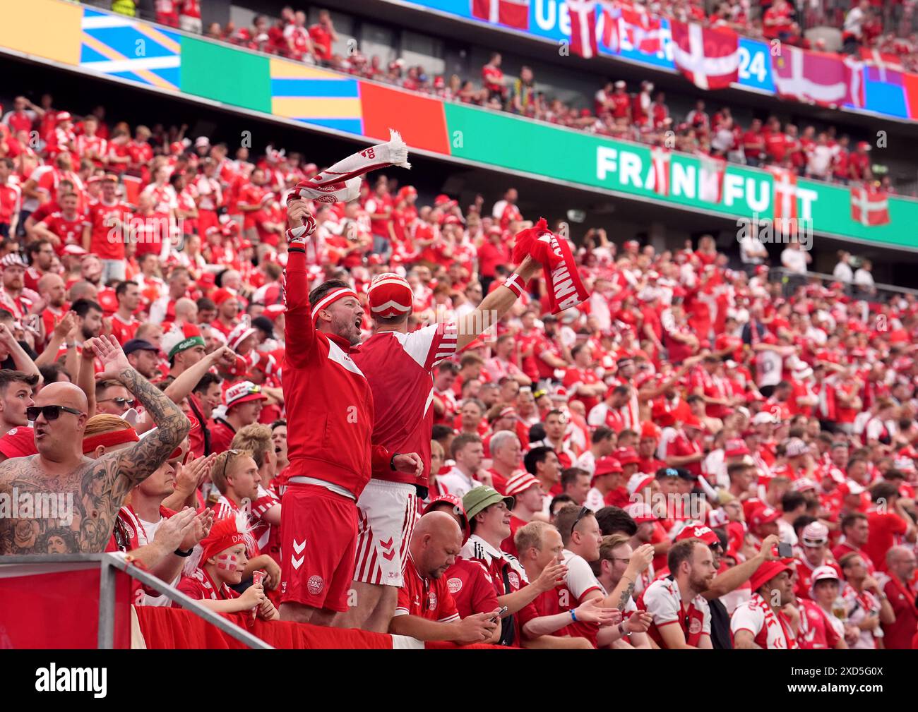 Denmark fans during the UEFA Euro 2024 match at the Frankfurt Arena in ...