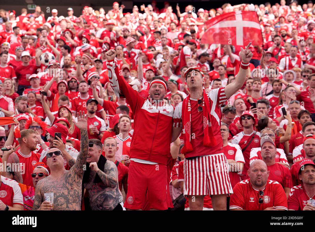 Denmark fans during the UEFA Euro 2024 match at the Frankfurt Arena in ...