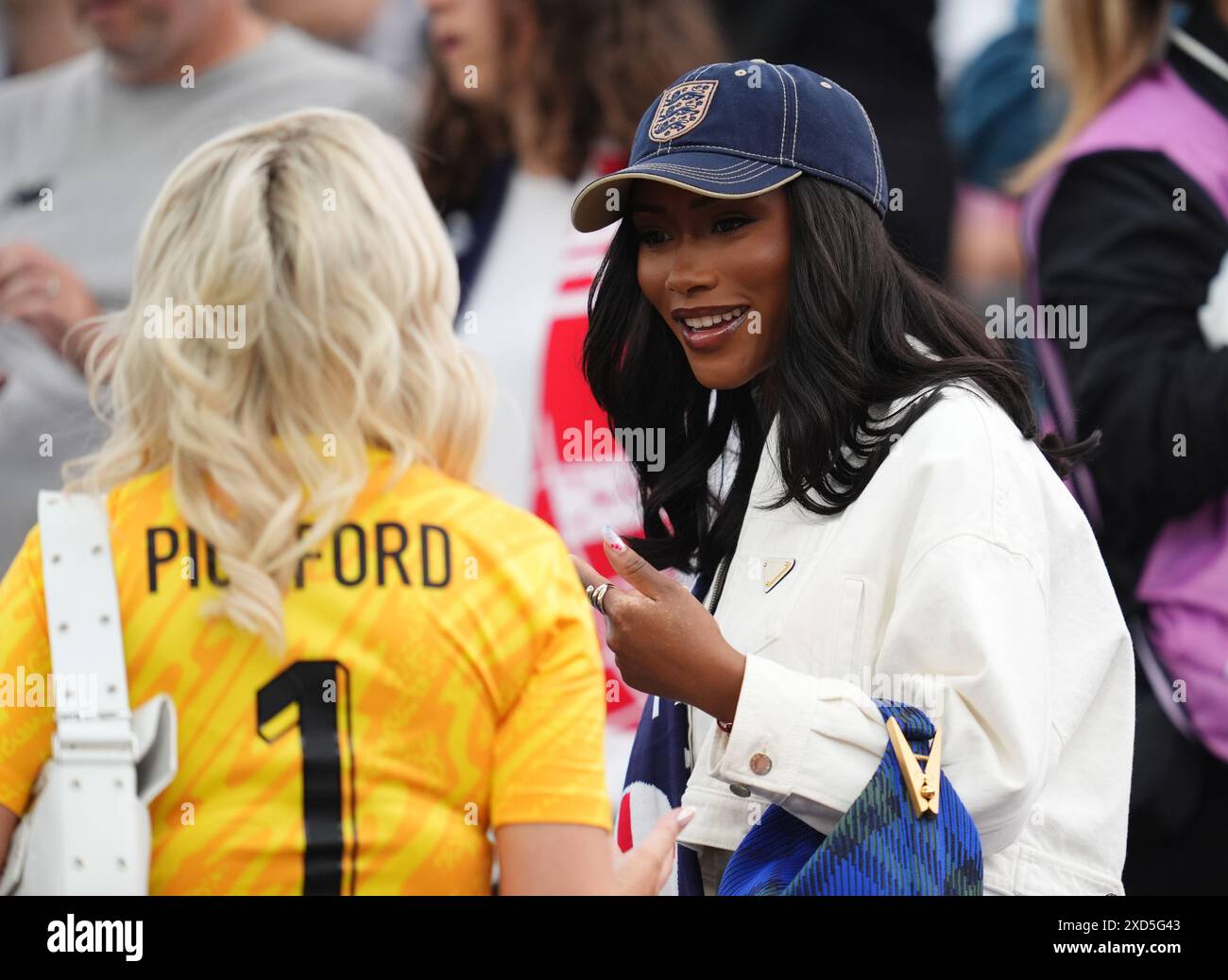 Megan Davison (left), wife of England goalkeeper Jordan Pickford, and ...