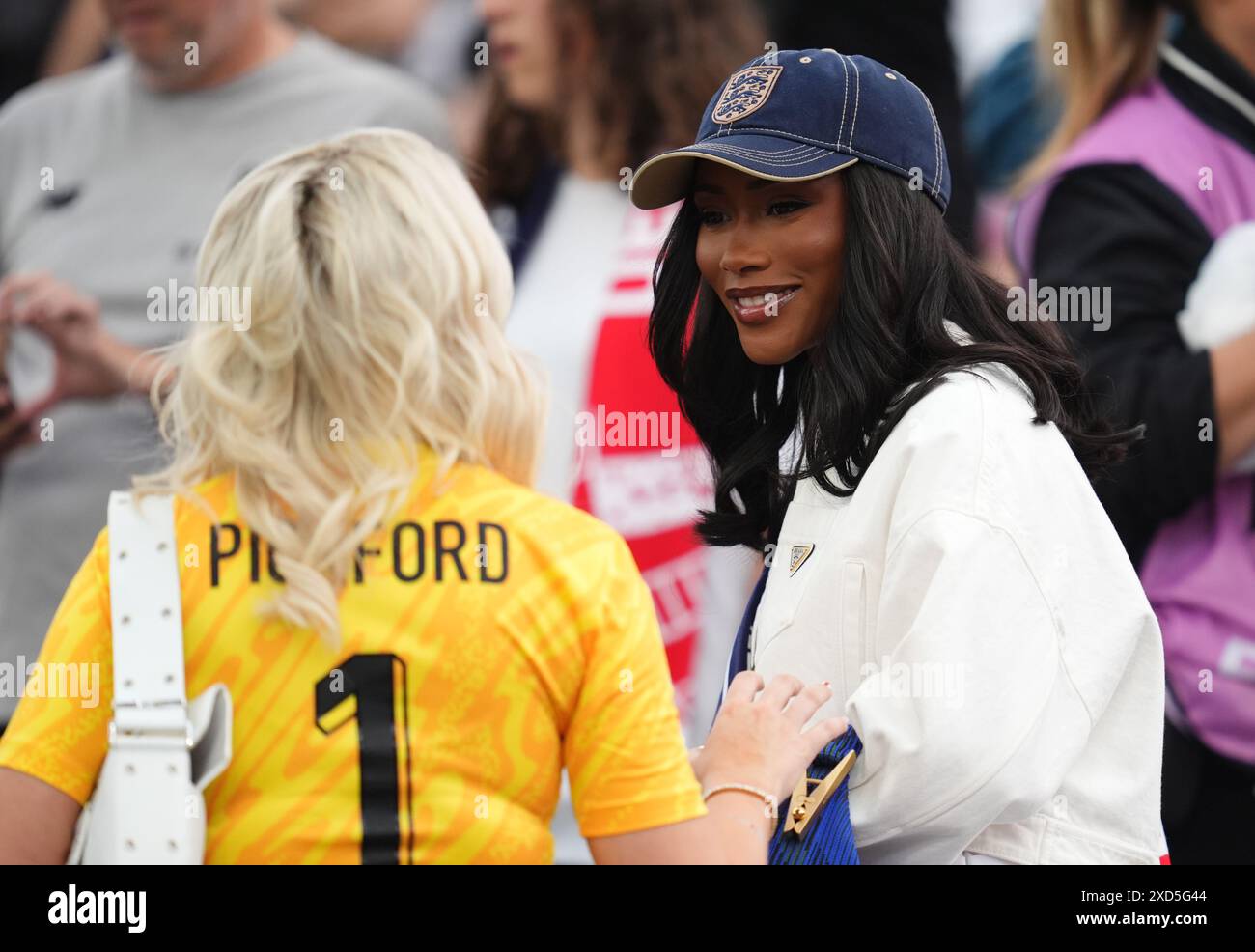 Megan Davison (left), wife of England goalkeeper Jordan Pickford, and ...