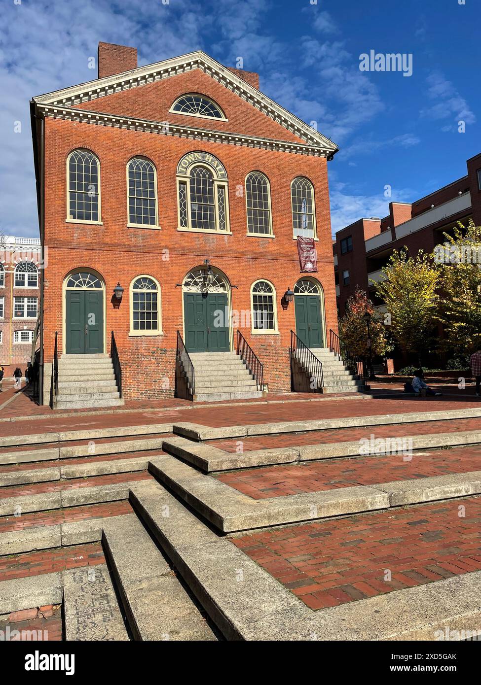 Steps and a brick plaza leads towards the historic Old City Hall in ...