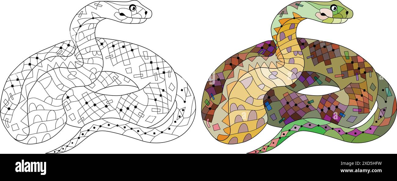 Hand drawn zentangle snake for for coloring book, t-shirt and other ...