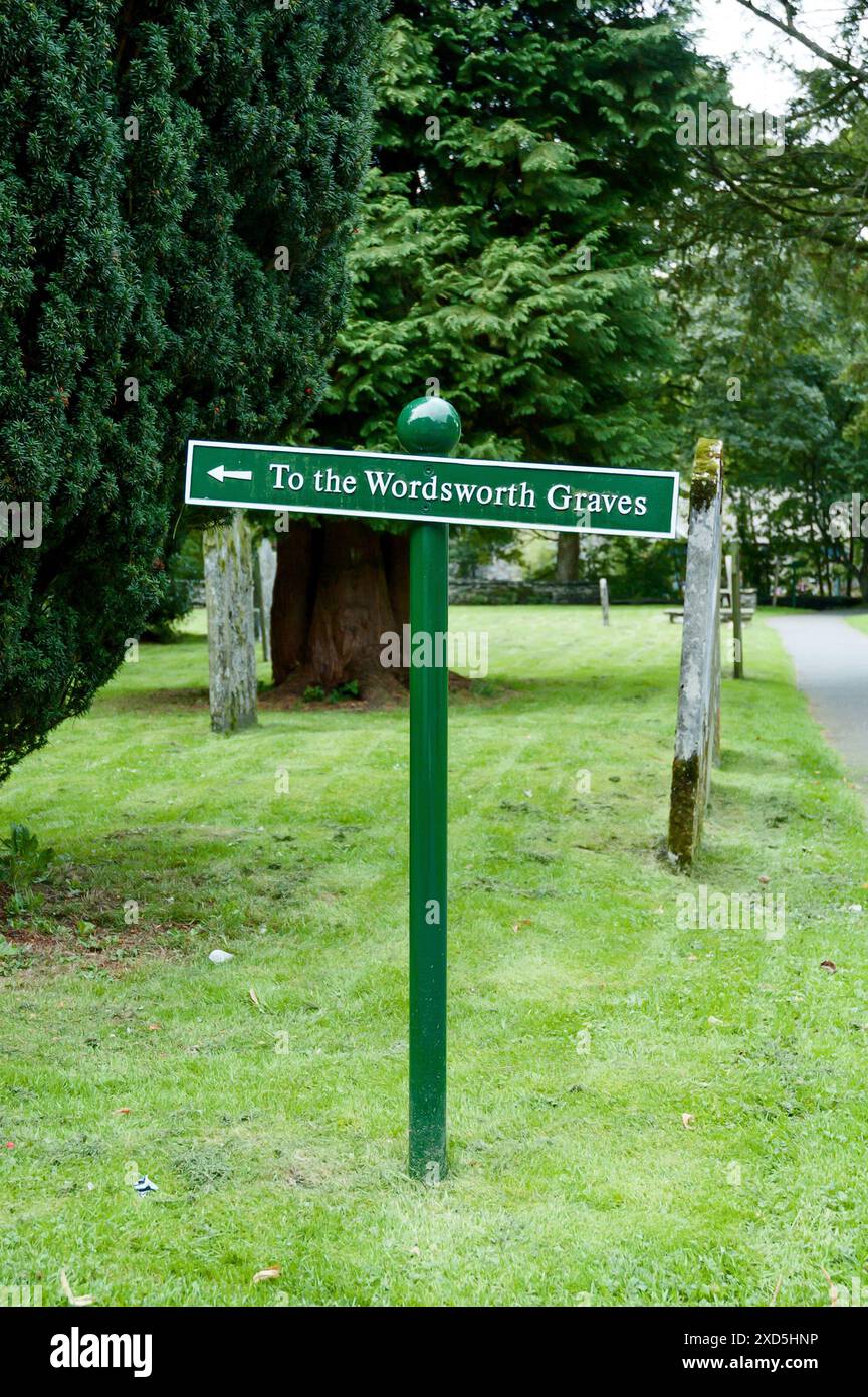 A sign points the way to the Wordsworth family graves at St Oswald’s ...
