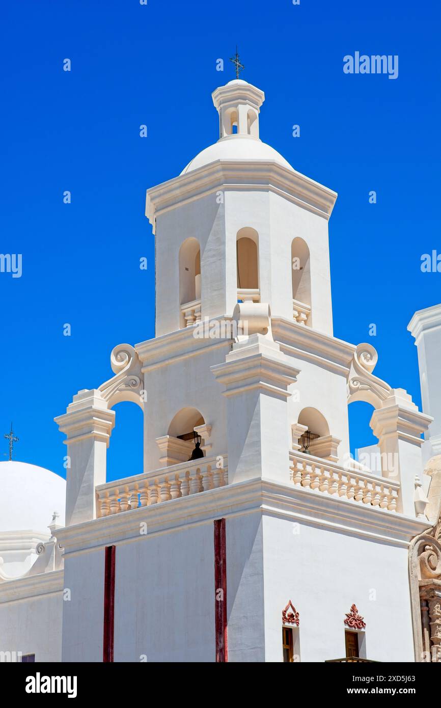 San Xavier del Bac Mission church west tower — Tucson Arizona, April ...